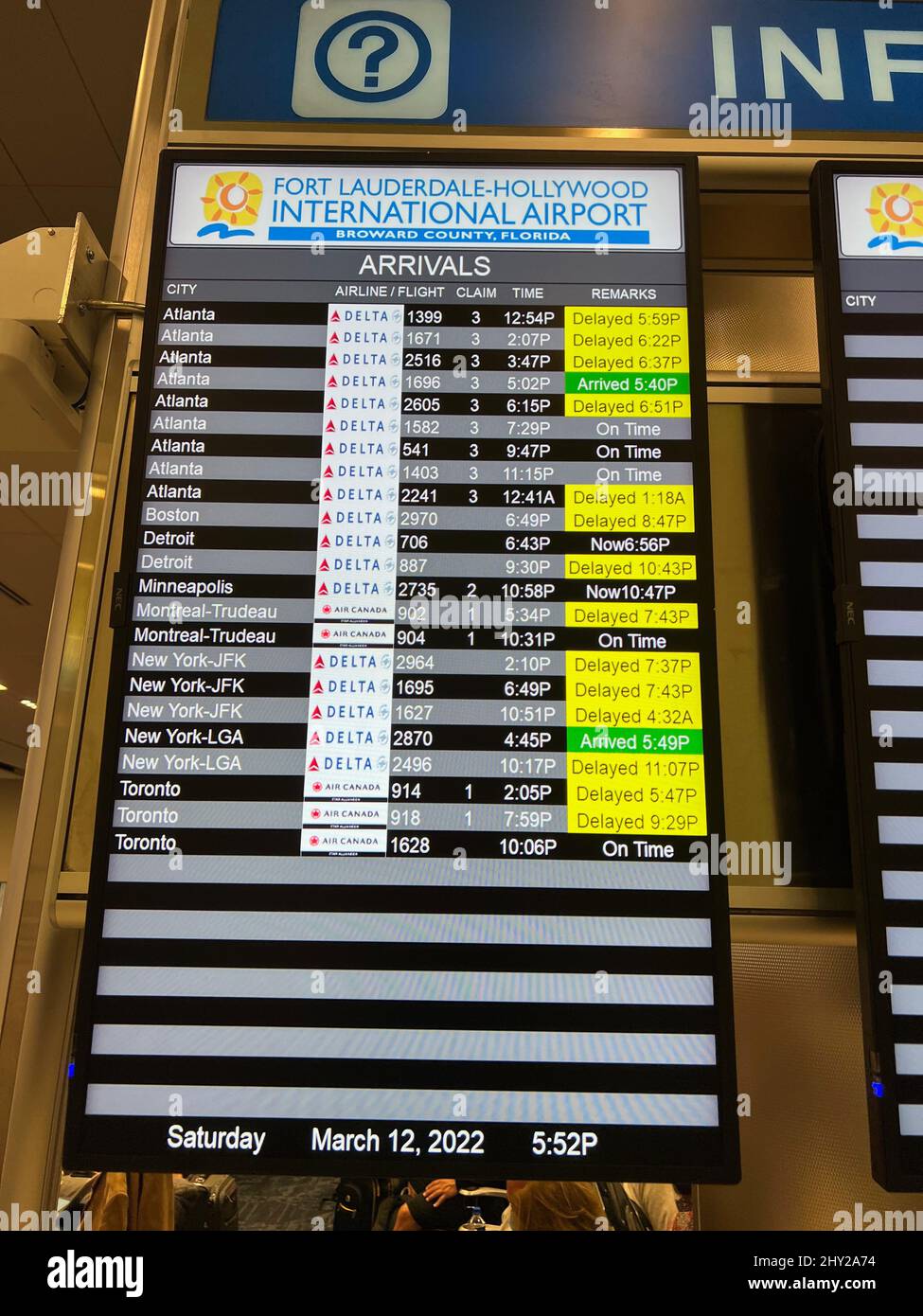 Passengers wait at Fort Lauderdale FLL Airport Terminal 2 on March 12 ...