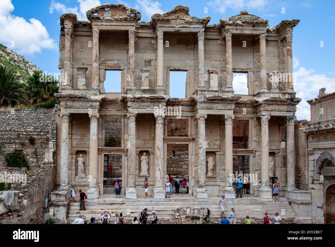 Ancient ruins of a Celsus Library in an archaeological site of Ephesus ...