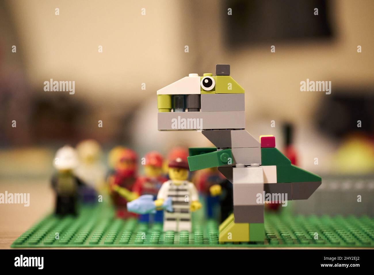 Plastic dinosaur made of Lego brand bricks Stock Photo - Alamy