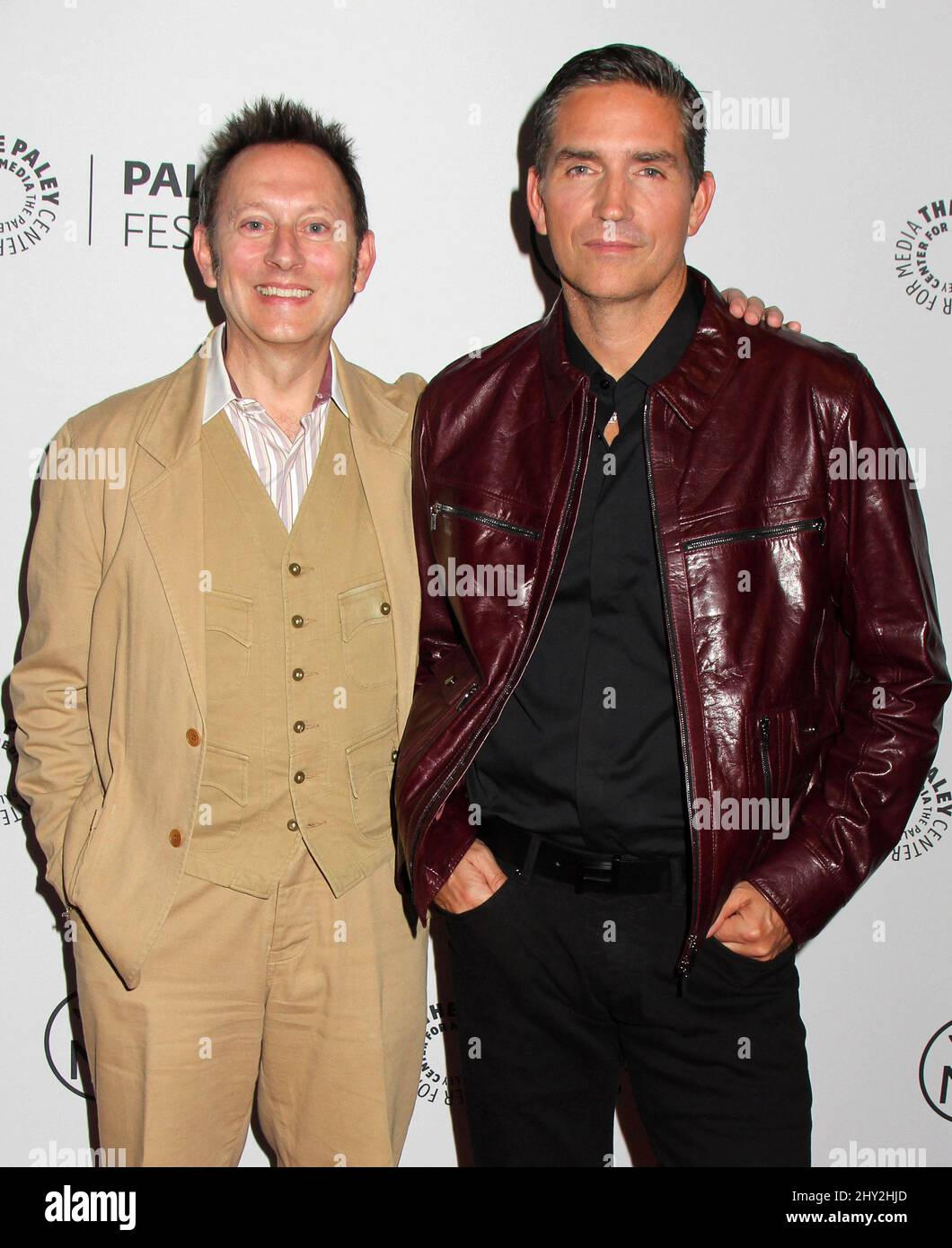 Michael Emerson and Jim Caviezel attending a photocall for "Person Of ...