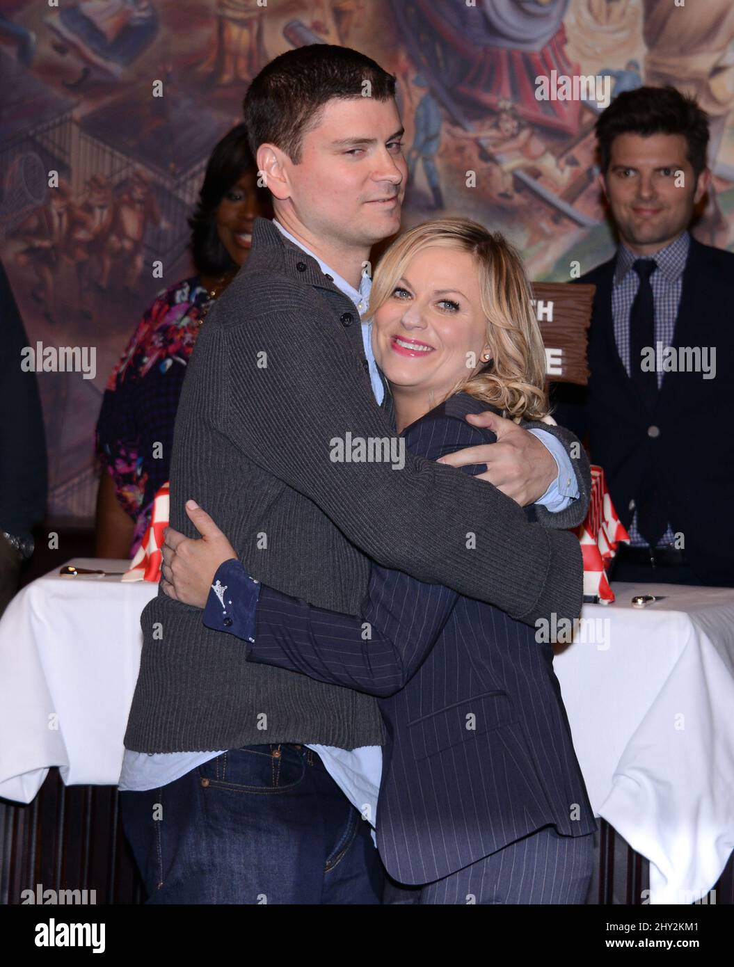 Michael Schur and Amy Poehler at the Parks and Recreation 100th episode ...