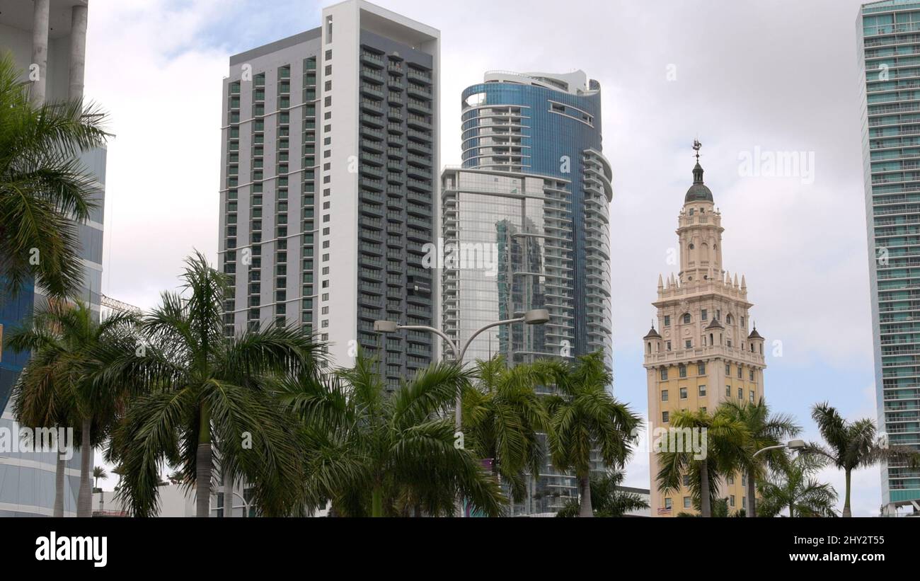 The big skyscrapers and Freedom Tower at Miami Downtown Stock Photo - Alamy