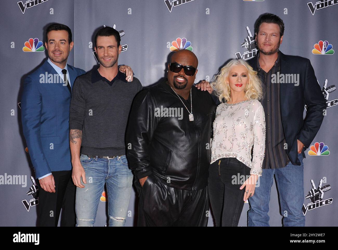 Carson daly, Adam Levine, Cee Lo Green, Christina Aguilera & Bla ...