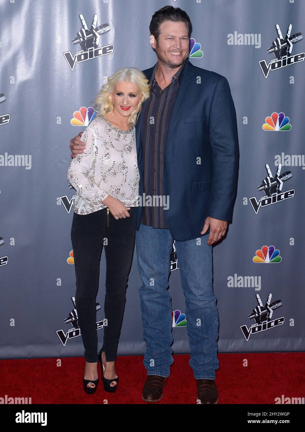 Christina Aguilera, Blake Shelton attend the The Voice Season 5 Top 12 ...