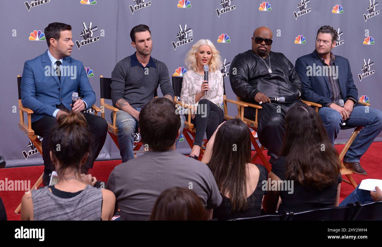 Carson Daly, Adam Levine, Cee Lo Green, Christina Aguilera, Blake ...