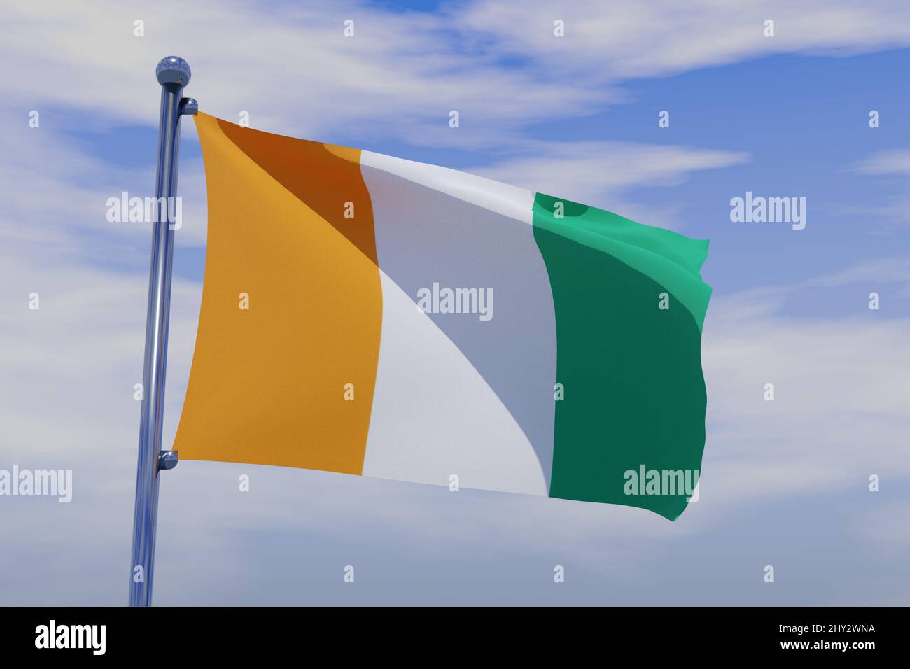 Illustration of Waving flag of Cote D'Ivoire (Ivory Coast Stock Photo ...