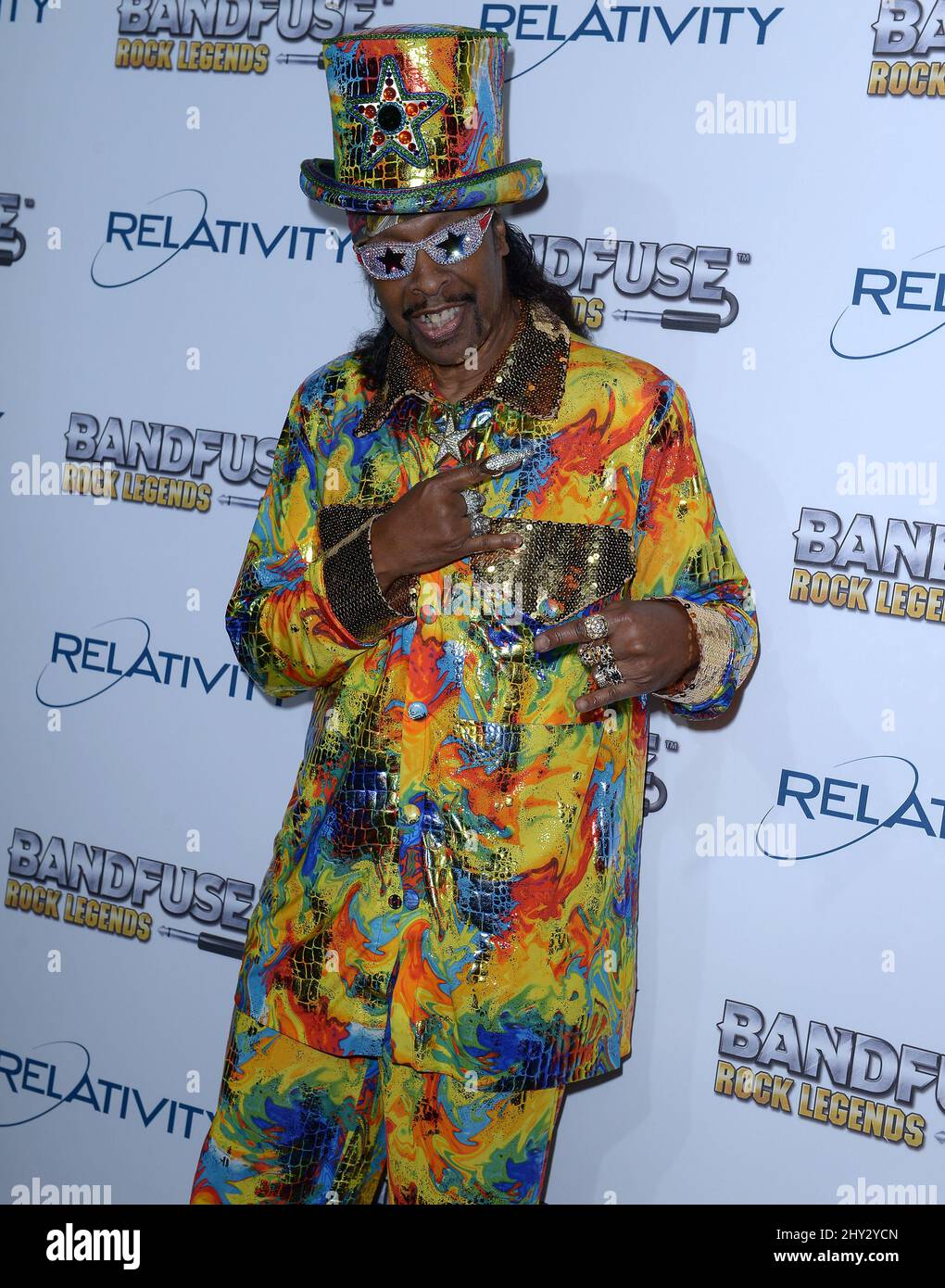 Bootsy Collins arrives at the "Bandfuse: Rock Legends" video game ...