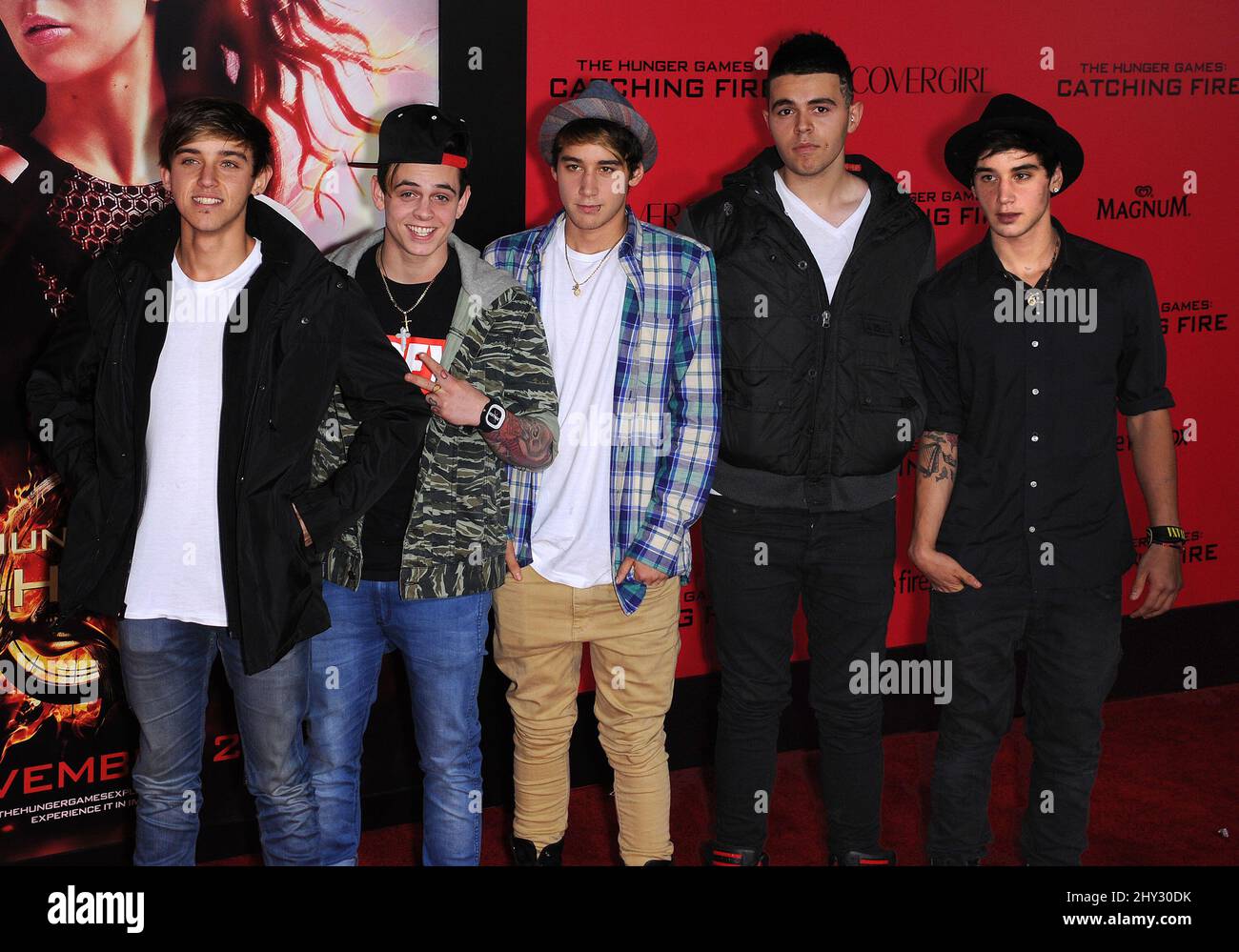 The Janoskians attending the Hunger Games: Catching Fire premiere in ...