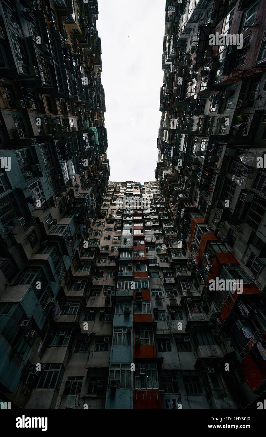 Low angle shot of Yick Fat Building or called Monster Building in ...