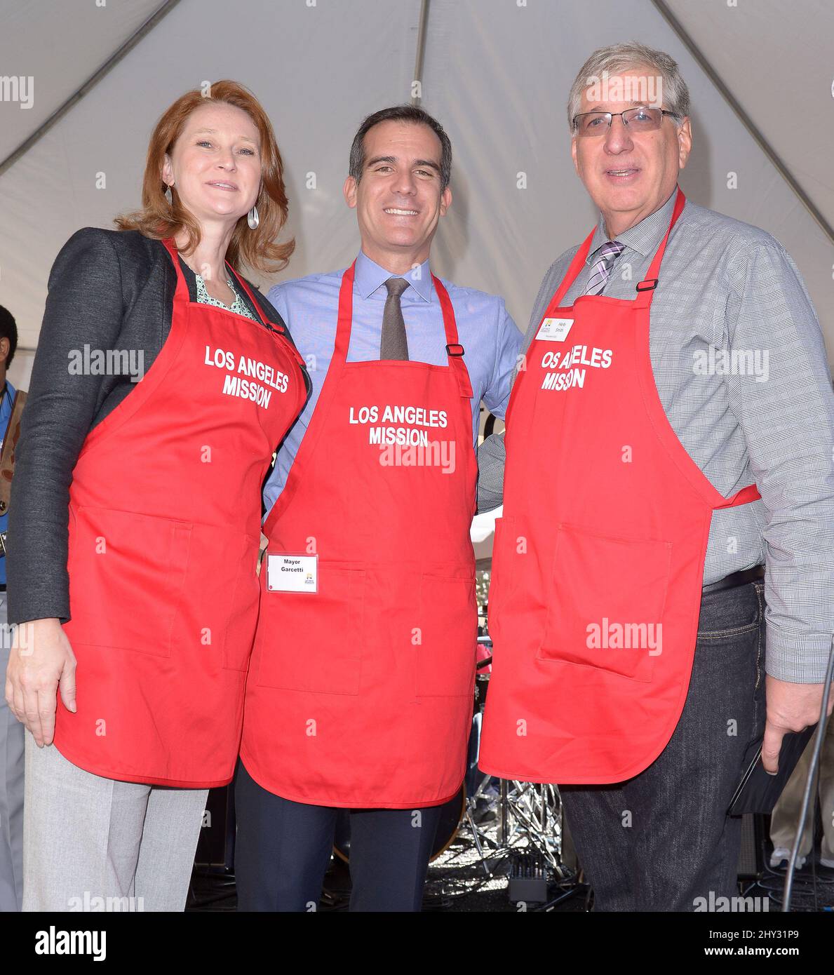 Eric Garcetti, Amy Wakeland during the LA Mission Thanksgiving For The ...