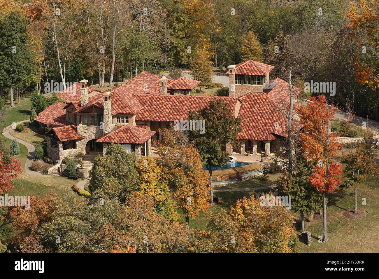 An overhead view of Kenny Chesney's Nashville Home in Tennessee Stock ...