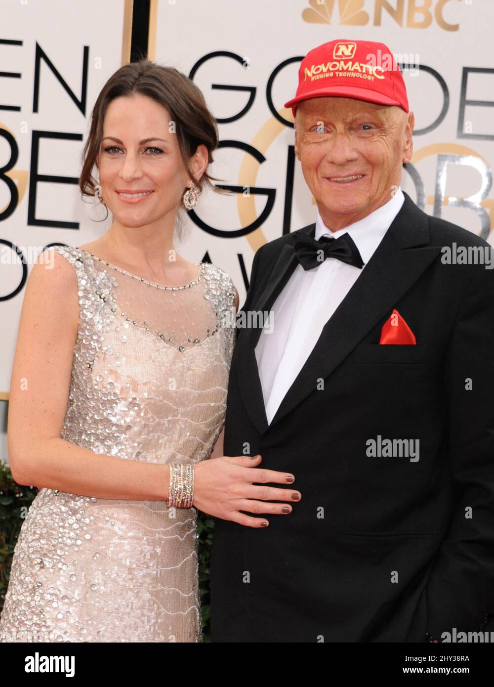 Birgit Wetzinger and Niki Lauda attend the 71st Annual Golden Globe ...