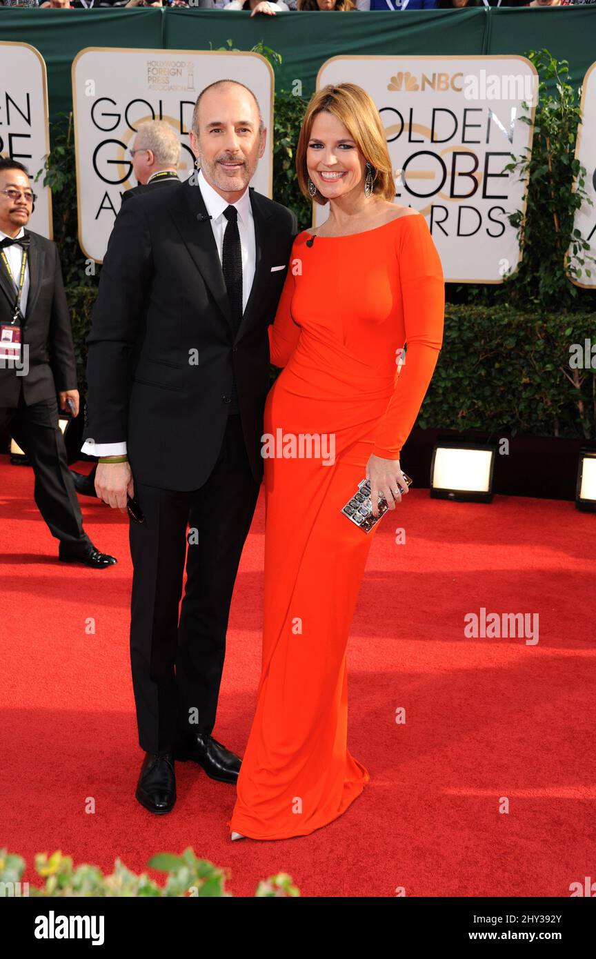 Matt Lauer and Savannah Guthrie arriving at the 71st annual Golden ...