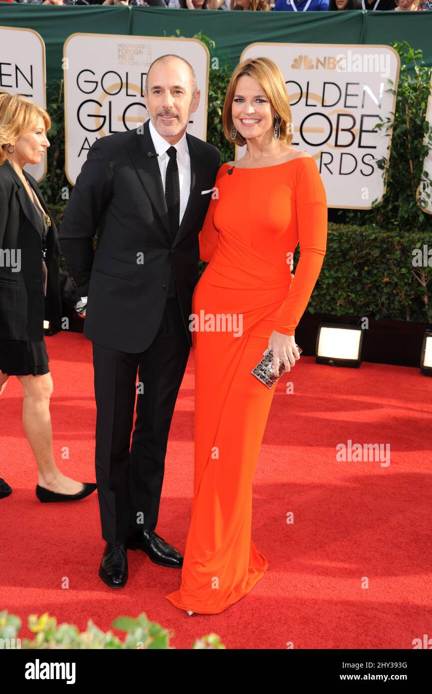 Matt Lauer and Savannah Guthrie arriving at the 71st annual Golden ...