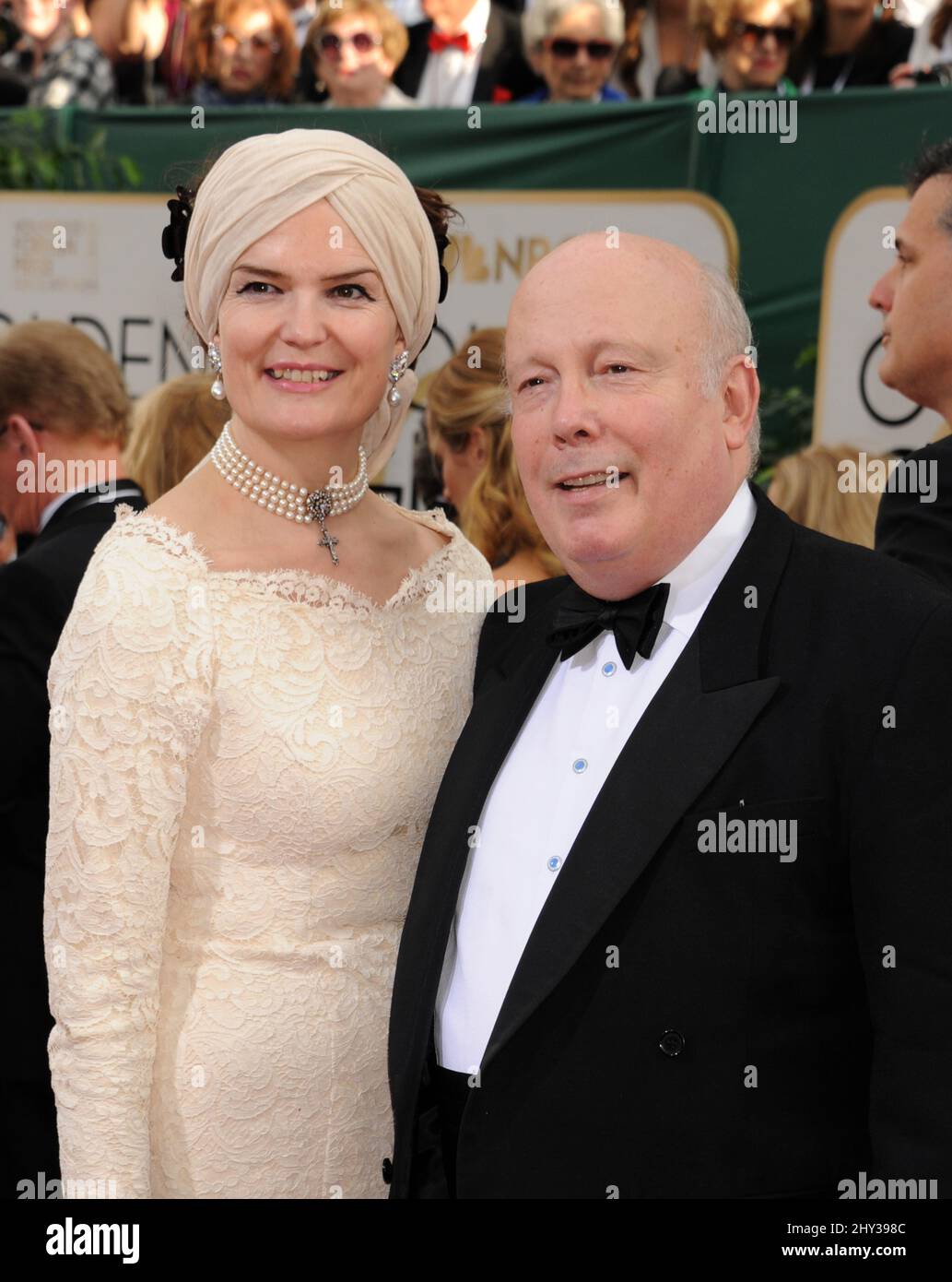 Julian Fellowes arriving at the 71st annual Golden Globe Awards held at ...