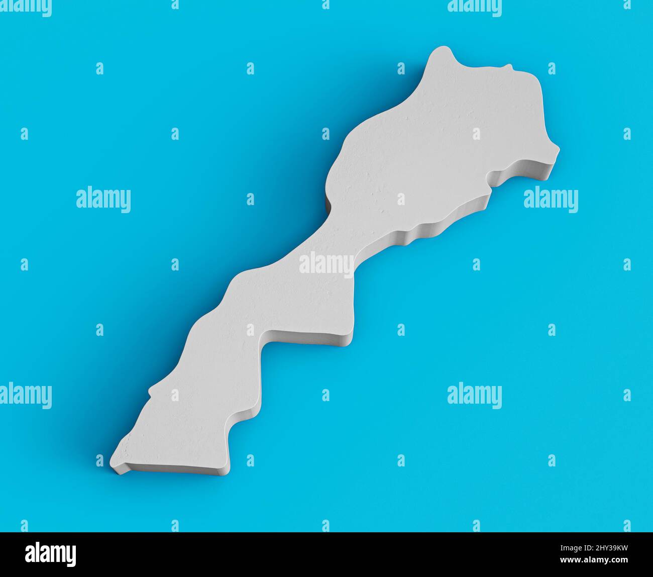 3D render of a topographic map of Morocco in a blue background Stock ...