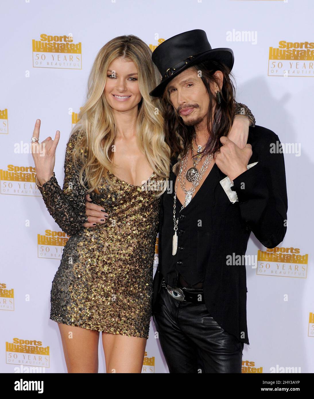 Marisa Miller and Steven Tyler attending the 50th Anniversary of Sports ...