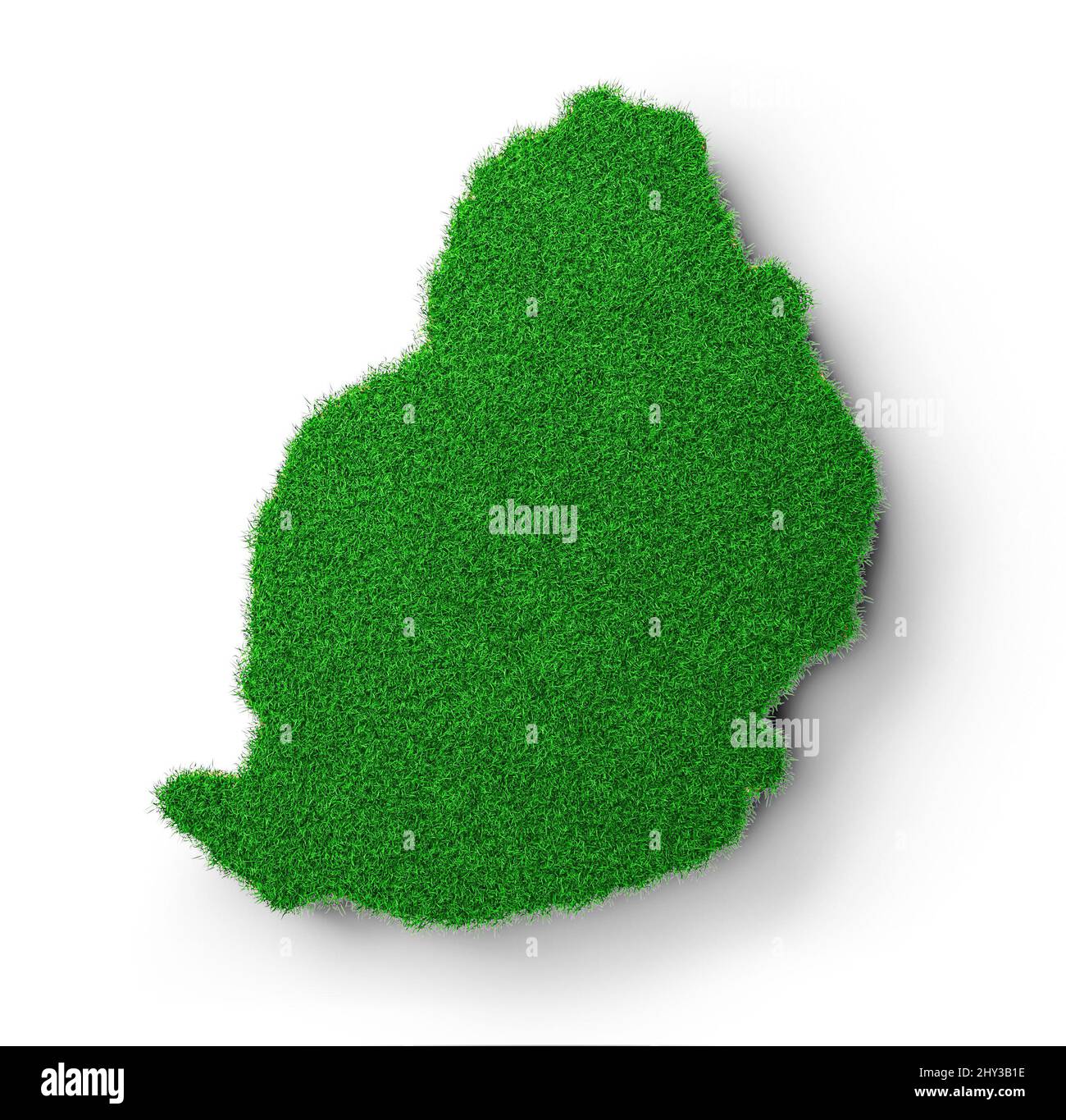 3D render of the Mauritius geological map with green grass texture on a ...