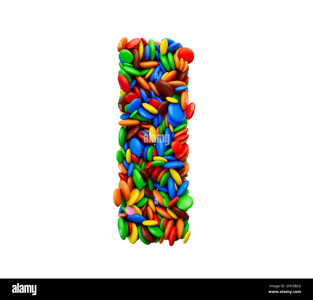 3D illustration of the letter I of multicoloured rainbow candies Stock ...