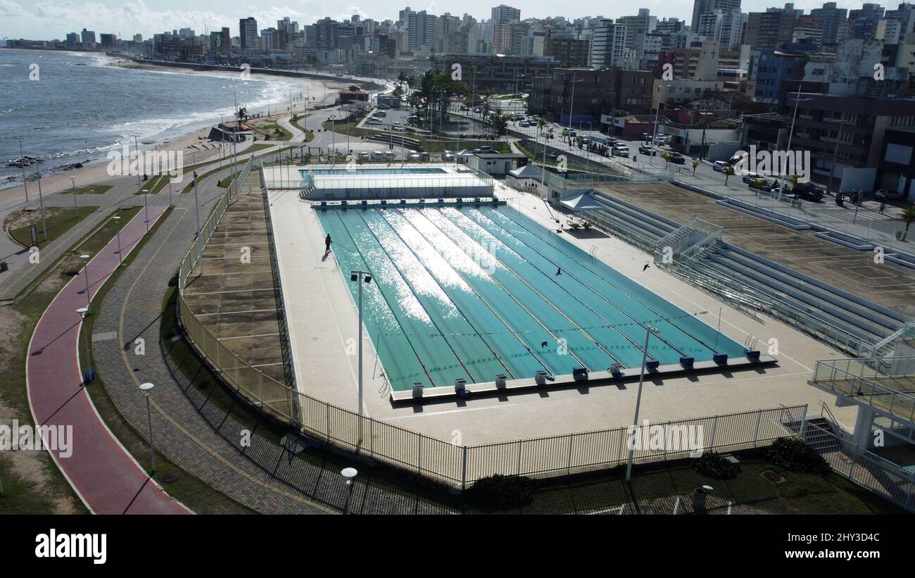 salvador, bahia, brazil - march 7, 2022: view of the swimming pool of ...