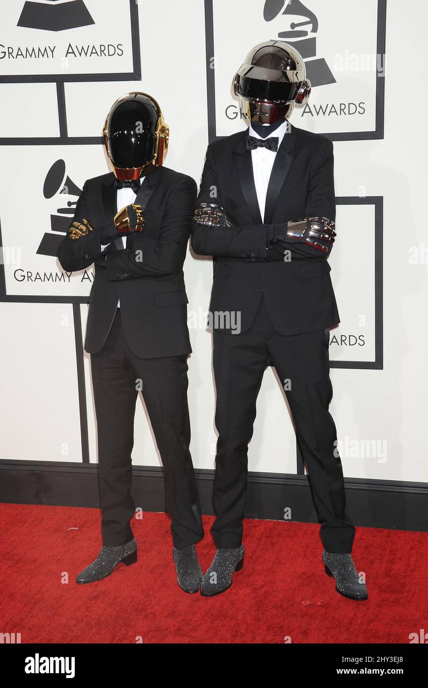 Daft Punk arrives for the 56th annual Grammy Awards at Staples Center ...