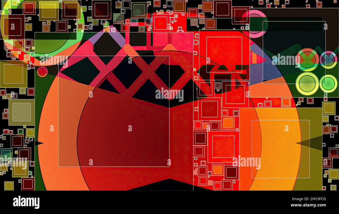 Artwork of abstract composition made with geometrical shapes and ...