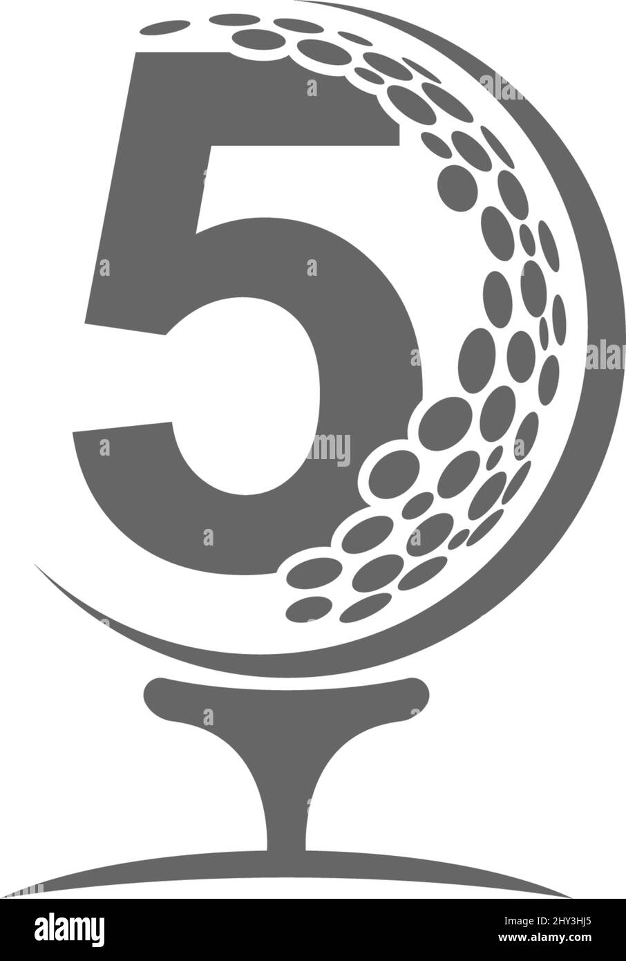 Number 5 and golf ball icon logo design illustration Stock Vector Image ...