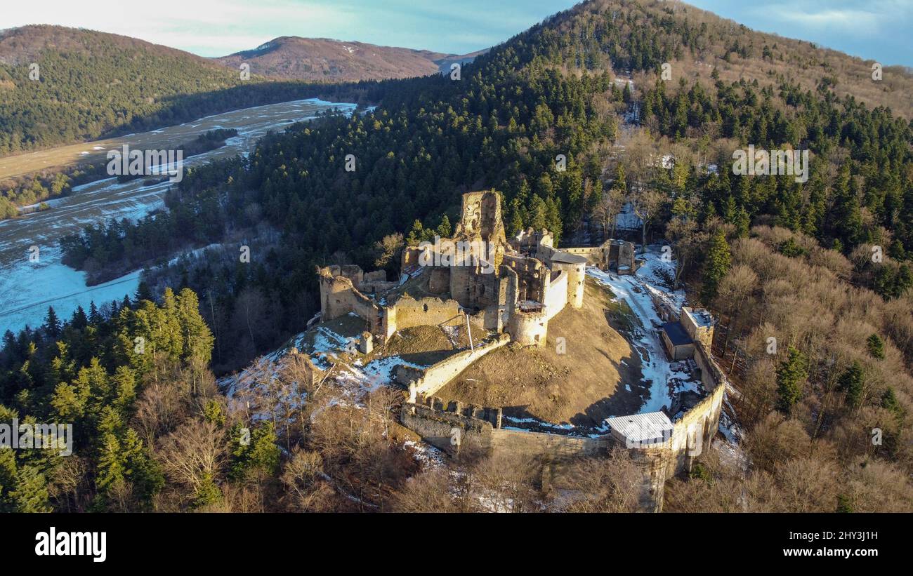 Aerial view of the ancient Zborov Castle, Slovakia Stock Photo - Alamy
