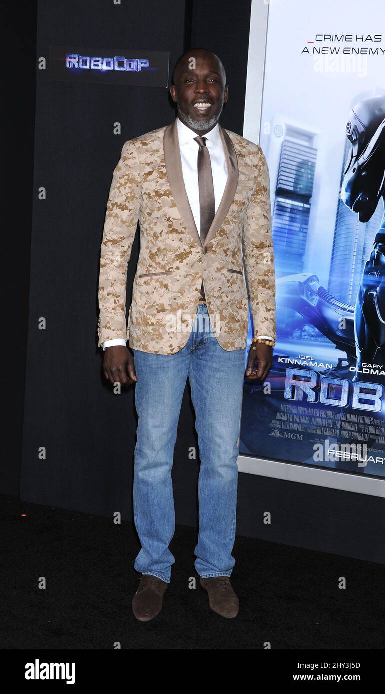 Michael K. Williams attends the Robocop premiere at the Chinese Theatre ...