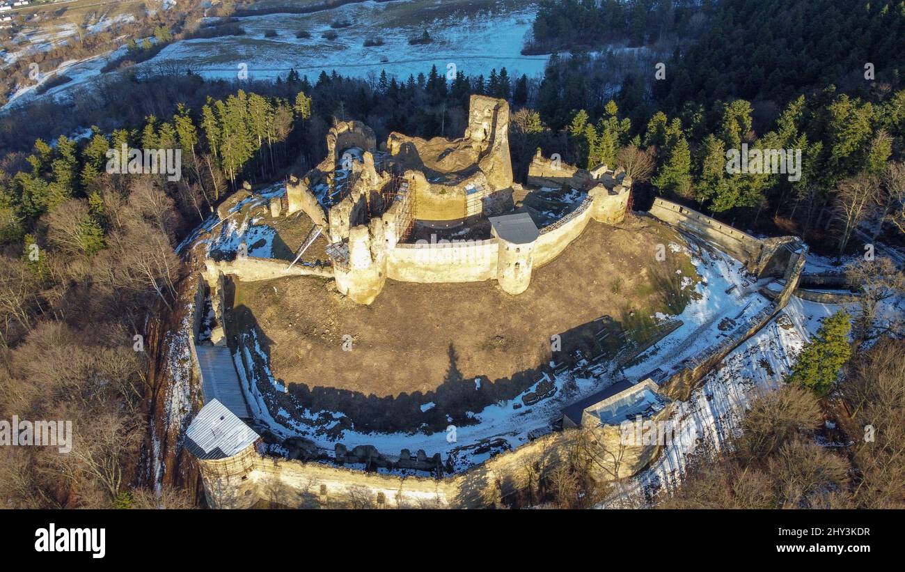 Aerial view of the ancient Zborov Castle, Slovakia Stock Photo - Alamy