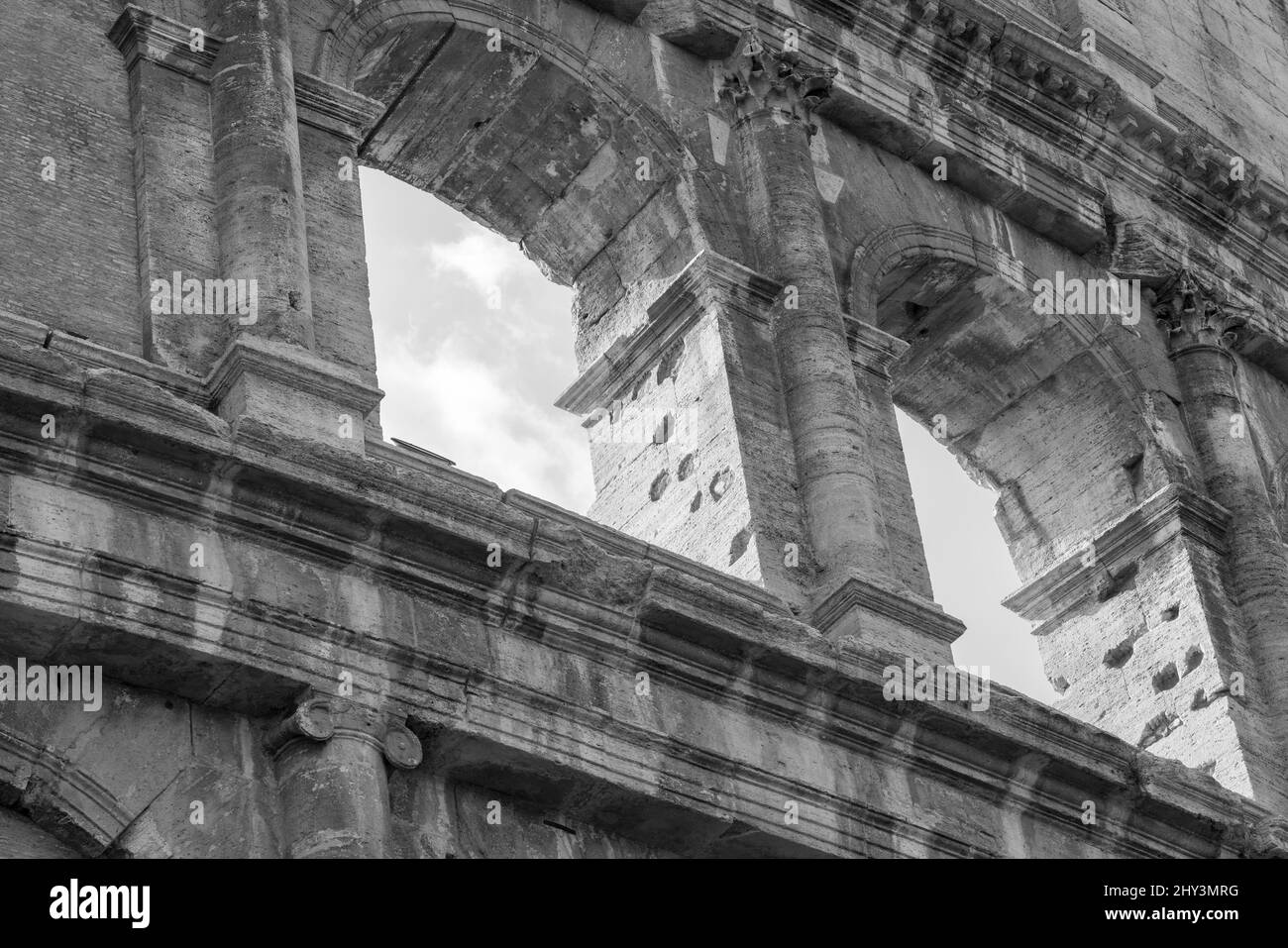 Grayscale of the Colosseum in Rome Stock Photo - Alamy