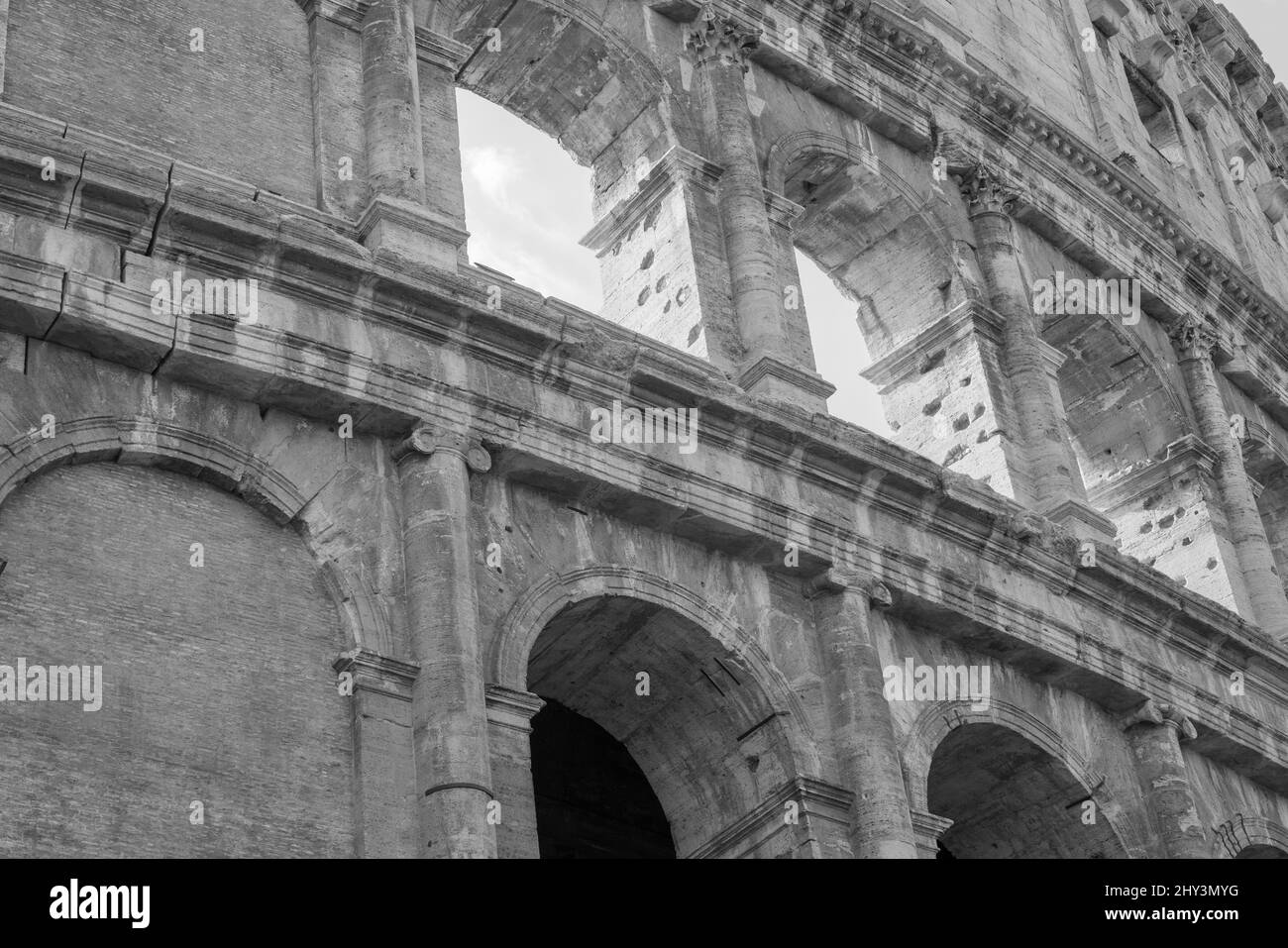 Grayscale of the Colosseum in Rome Stock Photo - Alamy