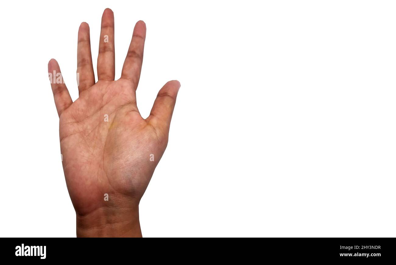 Hand on a white background with copy space Stock Photo - Alamy