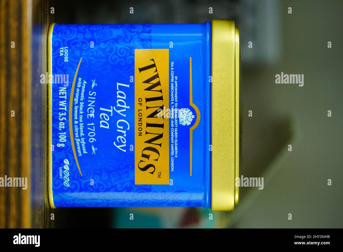 Twinings brand Lady Grey tea in a container Stock Photo - Alamy