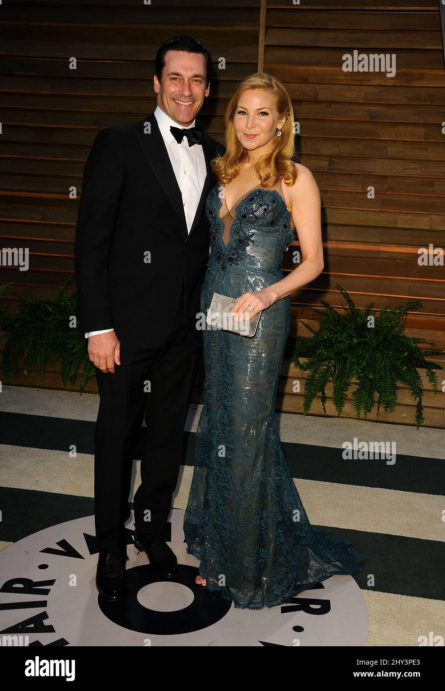 Jon Hamm and wife Jennifer Westfeldt attending the Vanity Fair Oscar ...