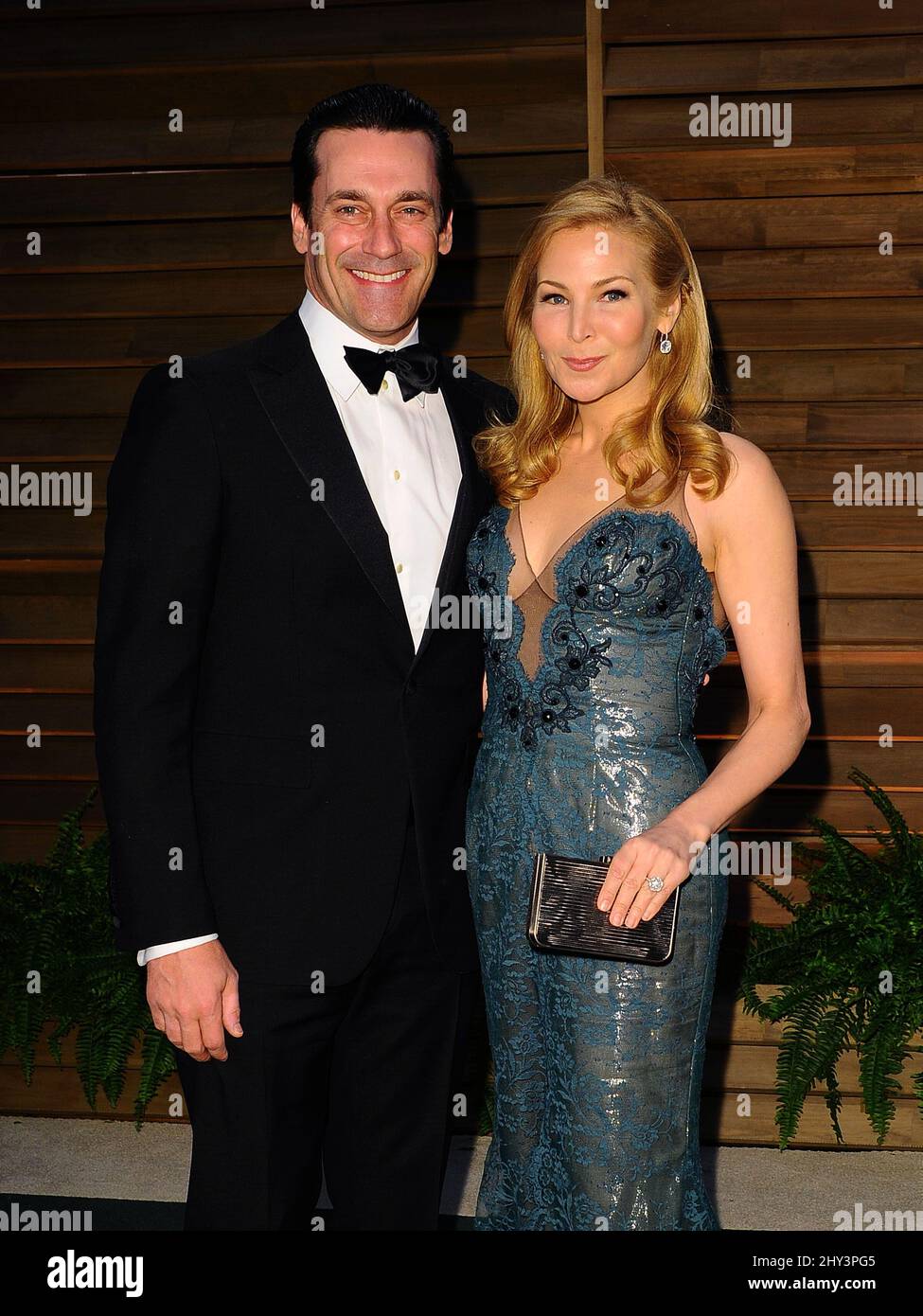 Jon Hamm and wife Jennifer Westfeldt attending the Vanity Fair Oscar ...