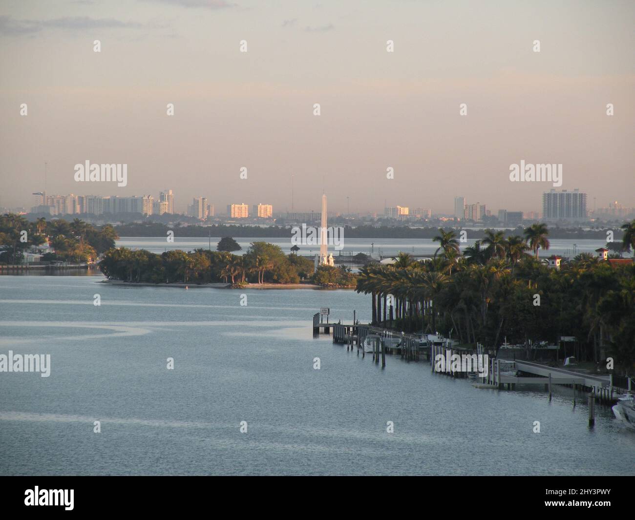 Beautiful shot of the sea and the obelisk flagler memorial monument in ...