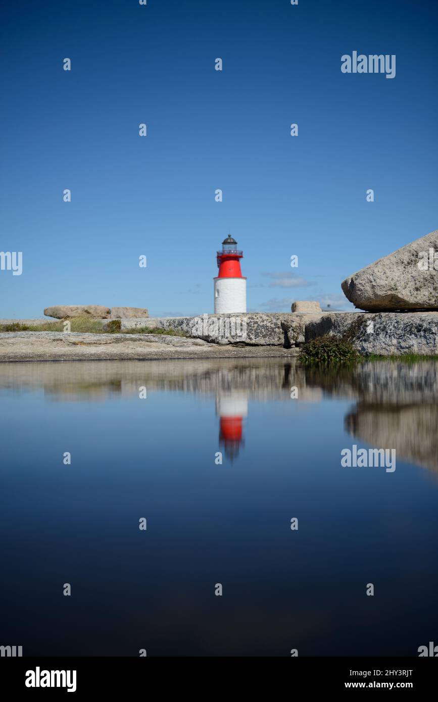 Vertical shot of old lighthouse at the west coast of in Sweden Stock ...