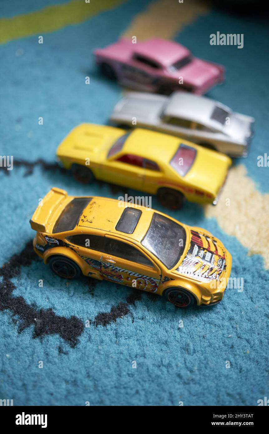 Mattel Hot Wheels toy cars on carpet Stock Photo - Alamy