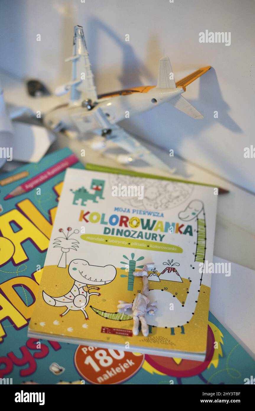 Polish coloring book and plane Stock Photo - Alamy