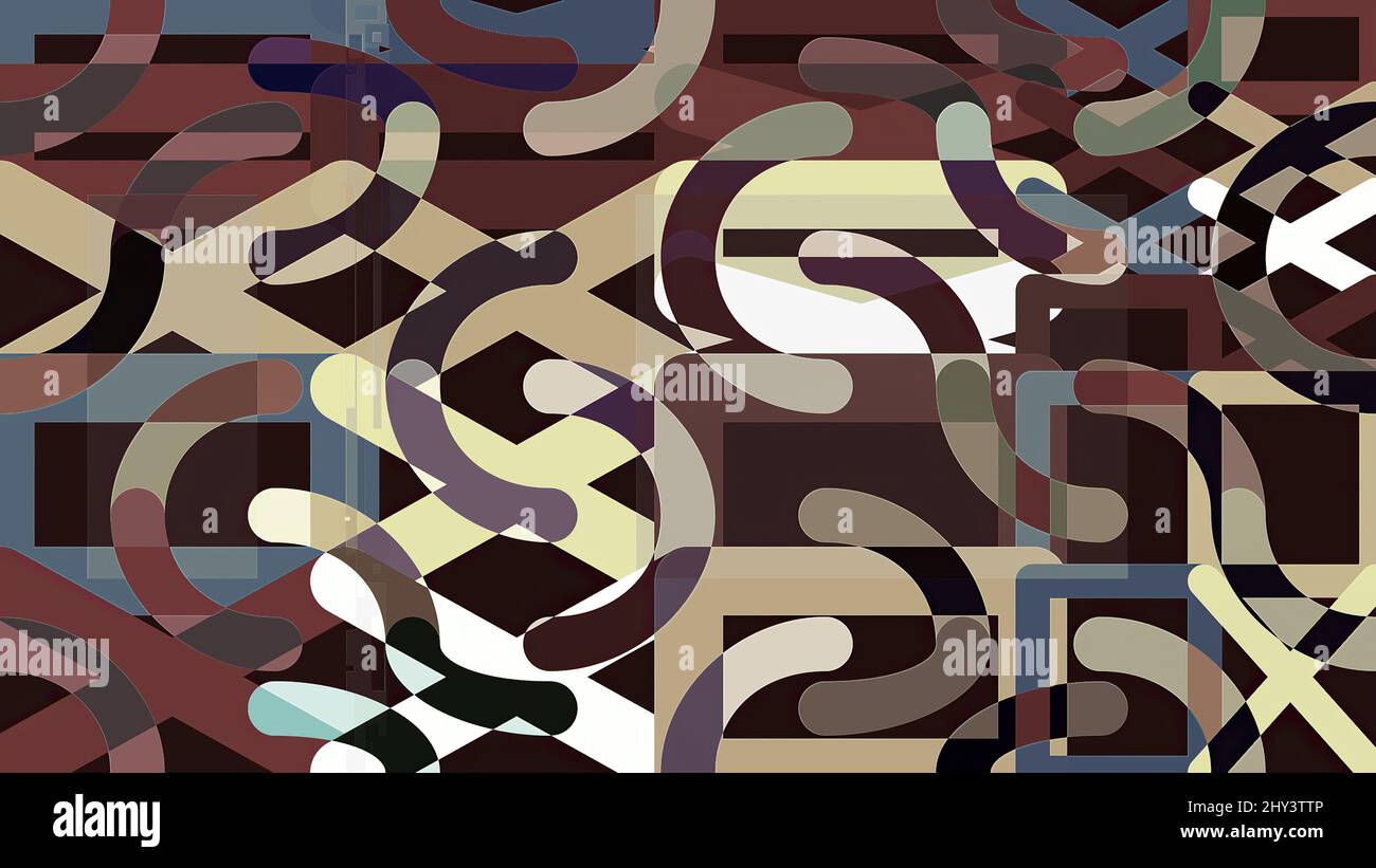 Artwork of abstract composition made with geometrical shapes and ...