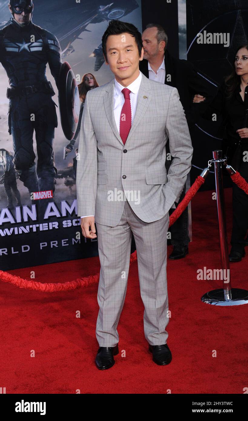 Chin Han attending the premiere of Captain America: Winter Soldier in ...