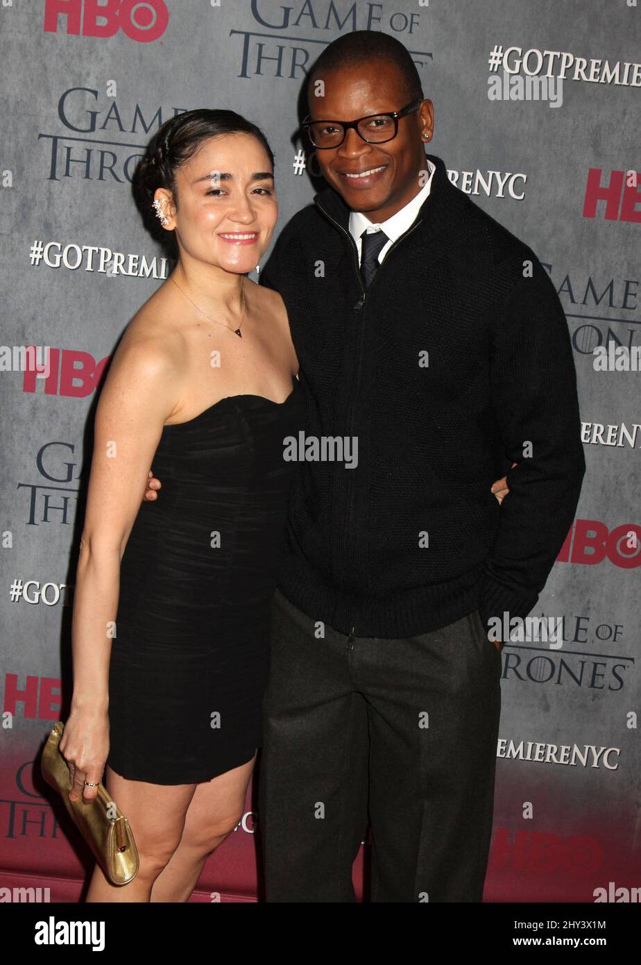 Michelle Paress and Laurence Gillard Jr. attending the season four ...