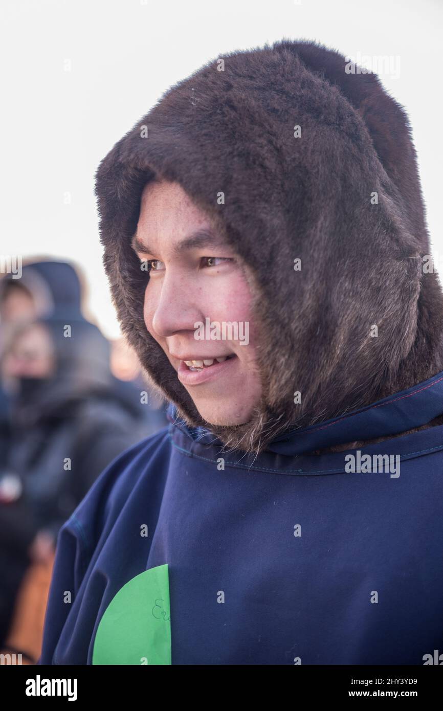 Nenet boy taking part to a traditional wear competition at Reindeer ...