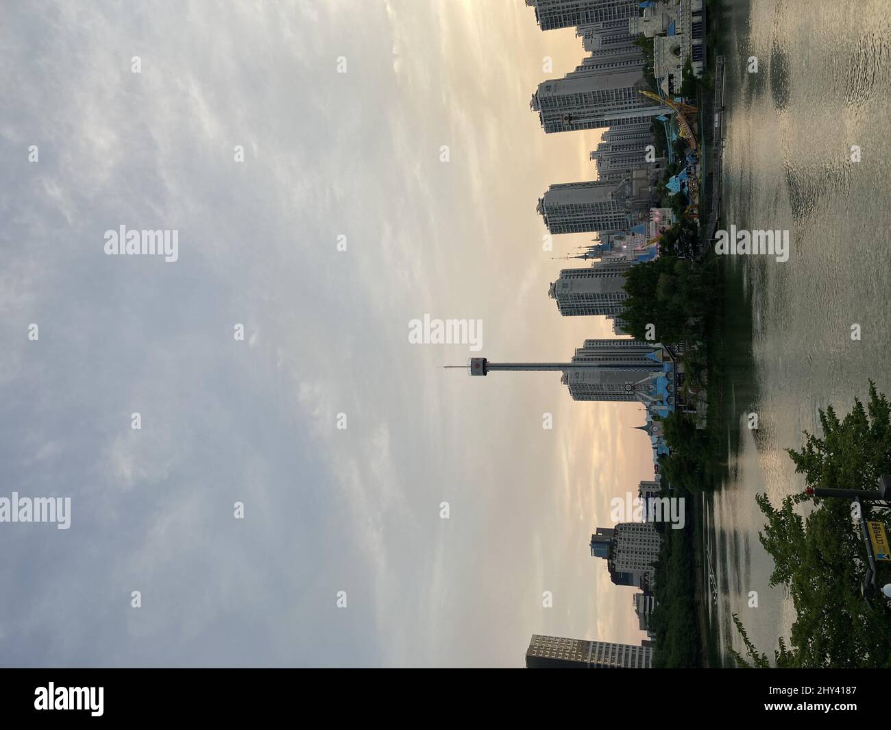 Body of water and buildings of Seoul in South Korea at sunset Stock ...