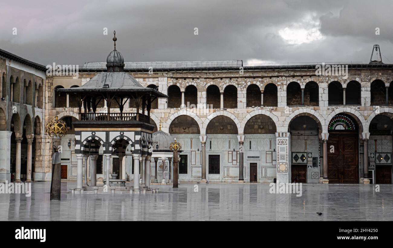 Omawi Mosque in the old district of city of Syria, Damascus Stock Photo ...