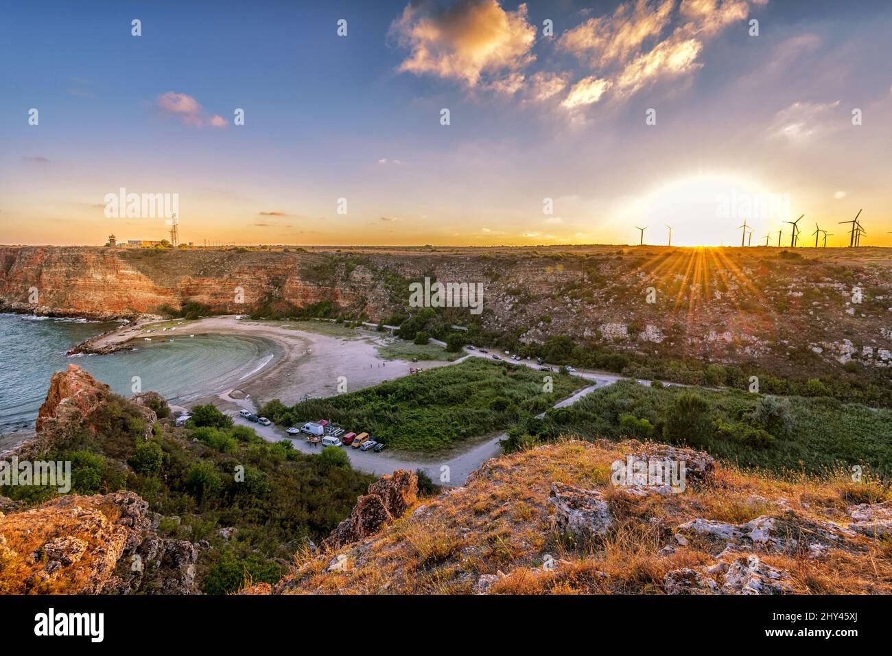 Sunset over the Bolata Beach in Bulgaria Stock Photo - Alamy