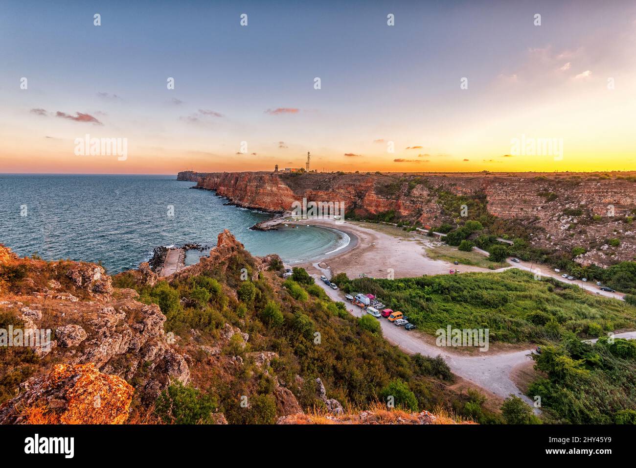 Sunset over the Bolata Beach in Bulgaria Stock Photo - Alamy