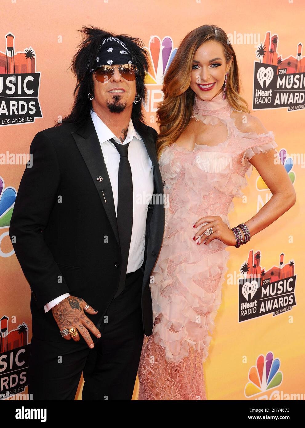 Nikki Sixx and Courtney Bingham arriving at the 2014 iHeart Radio Music ...