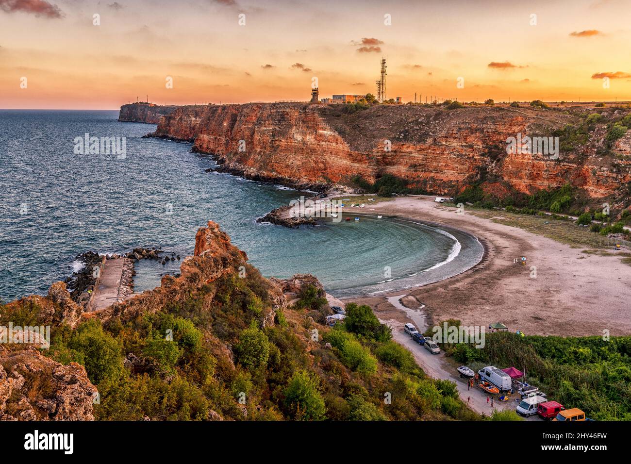 Sunset over the Bolata Beach in Bulgaria Stock Photo - Alamy